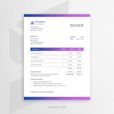 Free Calculating PowerPoint Invoice Template - Slideson