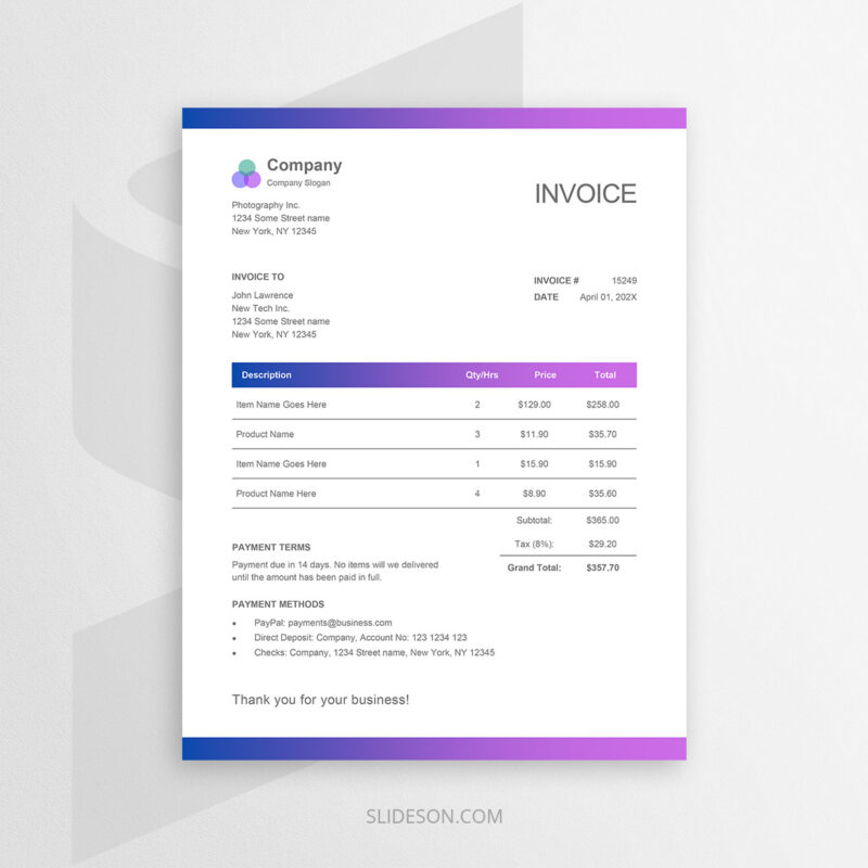 Free Calculating PowerPoint Invoice Template - Slideson