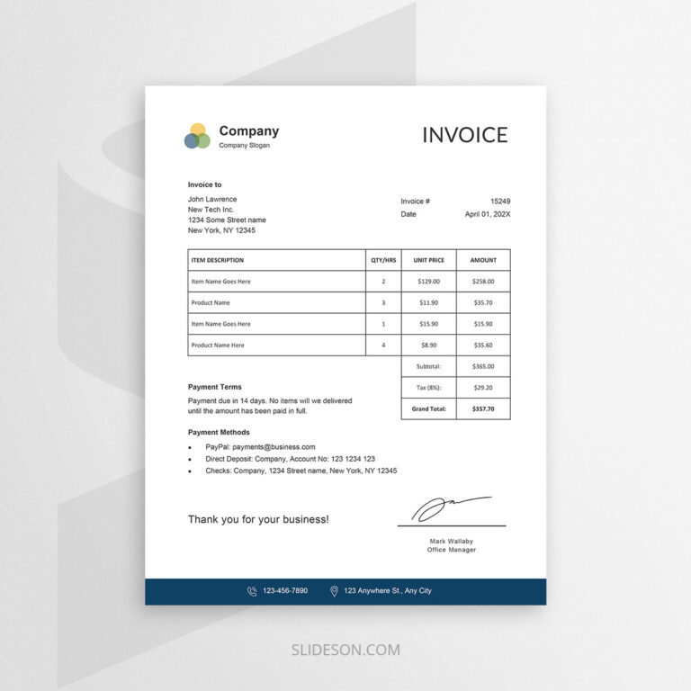 Free Invoice Templates - Slideson
